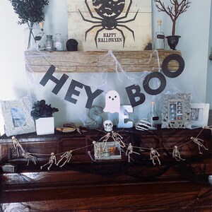 Hey Boo Banner, Halloween Glitter Garland, Halloween Banner, Halloween ...