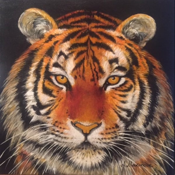 Original Tiger Painting: Acrylic Animal Portrait on Canvas - Etsy