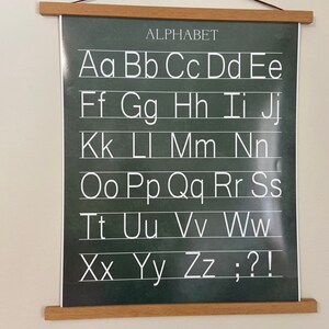 Vintage Alphabet Manuscript Print Classroom Poster Digital Chalkboard ...