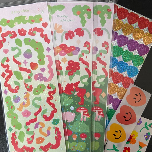 Set of 3 Holographic Deco Sticker Pack -sparkly Glitter Stickers ...