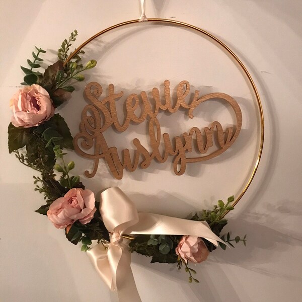 Nursery Wreath With Name - Baby Shower Gift - Baby Shower Wreath With ...