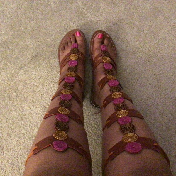 ON SALE Long Gladiator Sandals, Women Beaded Gladiators, Gladiator ...