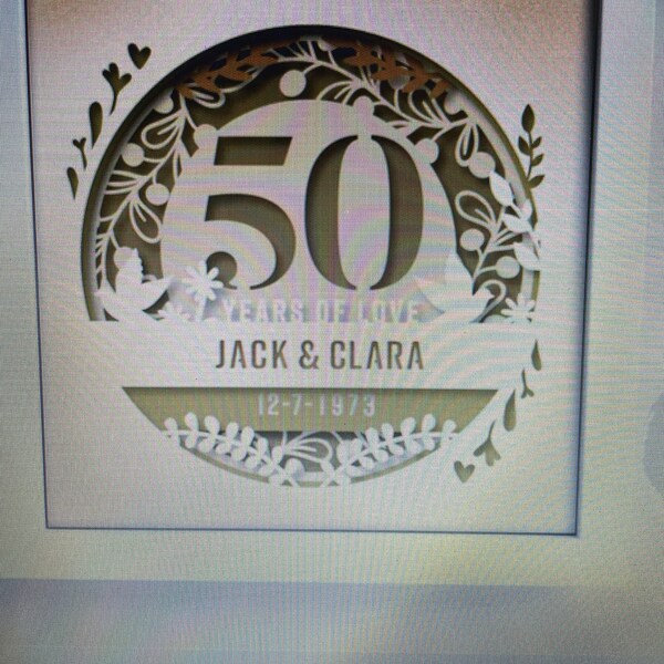 3D Anniversary 50 Years Shadow Box Custom Name and Numbers, Wedding ...