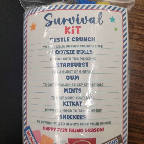 Survival Kit Printable Tags for Staff Volunteer Work | Emergency Treats ...