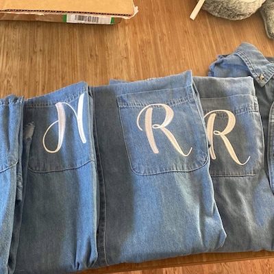 Monogram Denim Button Down Embroidered, Bridal Party, Shacket - Etsy