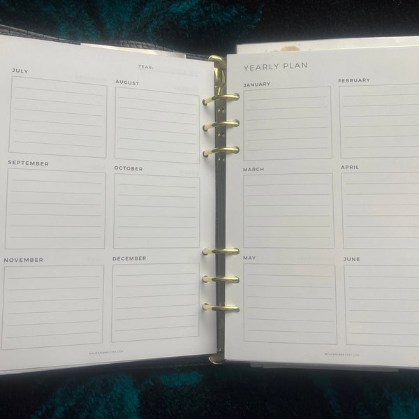 Year at a Glance, Two Page Yearly Planner Printable, 12 Month Overview ...