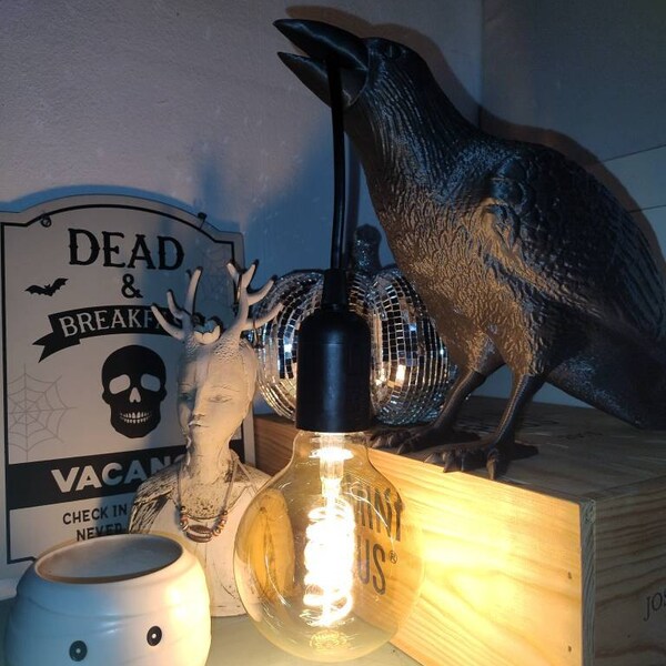 Raven Lamp Holder | Mystical Crow Decoration | Unique Table Lamp | Bird ...