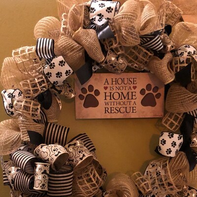 FREE SHIPPING 2.5 Wired Natural Ribbon With Paw Prints and Bones ...