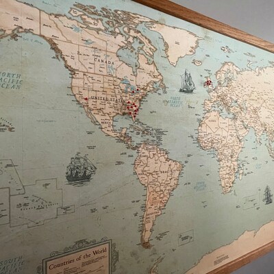 World Map Rustic Style Uncustomized Old Style Wall Map Map Decor - Etsy