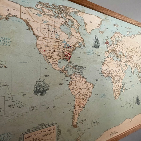 World Map - Rustic Style | Uncustomized | Old Style Wall Map | Map ...