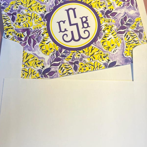 Personalized Monogrammed Notecards; Stationery Set With 24 Envelopes; Classic Romanesque Design ...