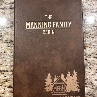 Personalized Cabin Guest Book, Engraved Leather Notebook, Personalized ...