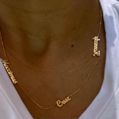 14k Gold Three Names Necklace , Name Necklace , Gold Name Necklace ...