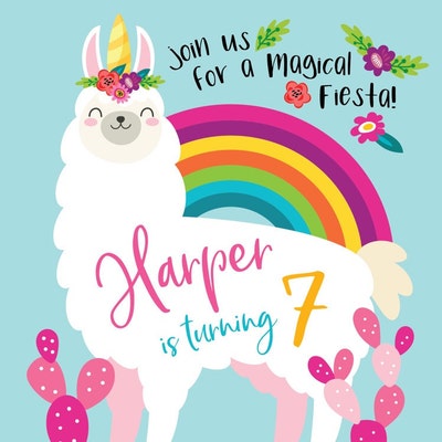Llamacorn Birthday Party Invitation, Llama, Unicorn Invite, WE EDIT ...