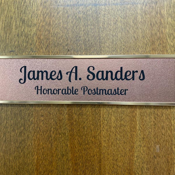 Business Name Tag for Work - Custom Engraved Plaque Green Plastic Plate ...