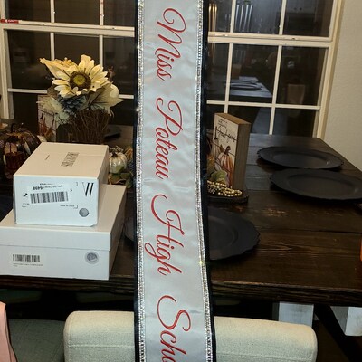 Custom Embroidered Pageant Sash With Cursive Font - Etsy