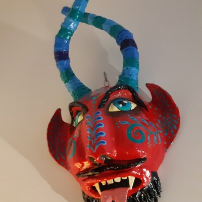 Hanging Paper Mache Skull on Pinata, Mexican Folk Art, Mexican Home ...