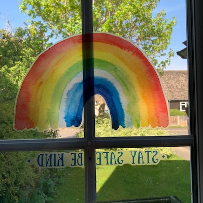 Stay Safe Be Kind Rainbow Window Sticker Rainbow Window - Etsy