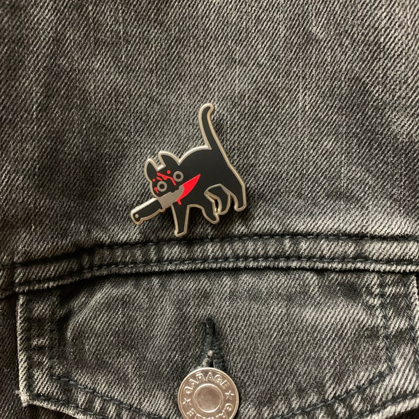 Bloody Black Knifecat Enamel Pin - Etsy