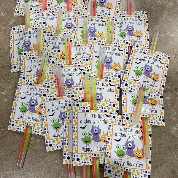 Printable A Little Light to Glow Your Night. Monster Glow Stick Cards ...