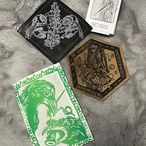 Handmade Linocut Patch - Crows - Etsy