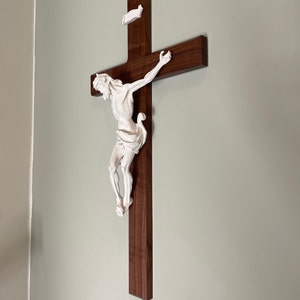 24 Large Wall Crucifix With White Corpus Wood Crucifix Baptism Gift ...