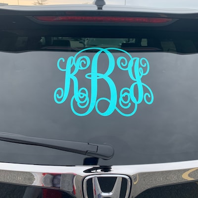 Glittery Custom Monogram Car Window Decal Script Vine Personalized ...
