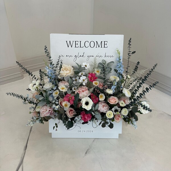 Custom Flower Box Welcome Sign for Events, Wedding Welcome Sign With ...