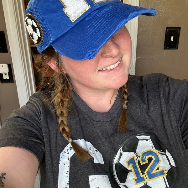 Soccer Mom Hat With Number Patch, Custom Varsity Sports Cap, Game Day ...