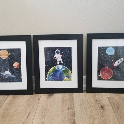 Set of 3 Watercolor Outer Space Wall Art, Digital Download, Printable ...