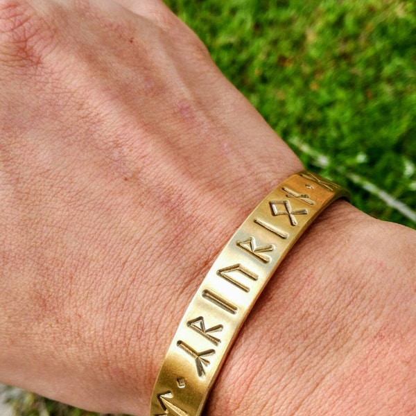 Viking Rune Bracelet Anglo- Saxon Runes. Forged Bracelet Made of Brass ...