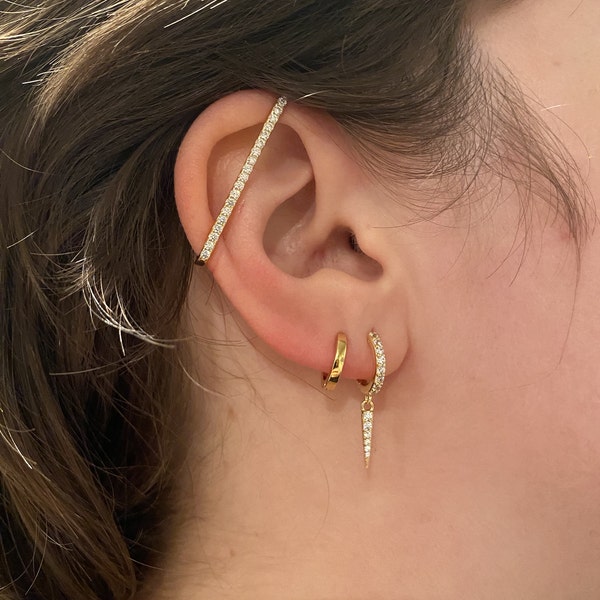 Bar Ear Cuff by Caitlyn Minimalist • Cartilage Cuff • Diamond Pave Ear ...