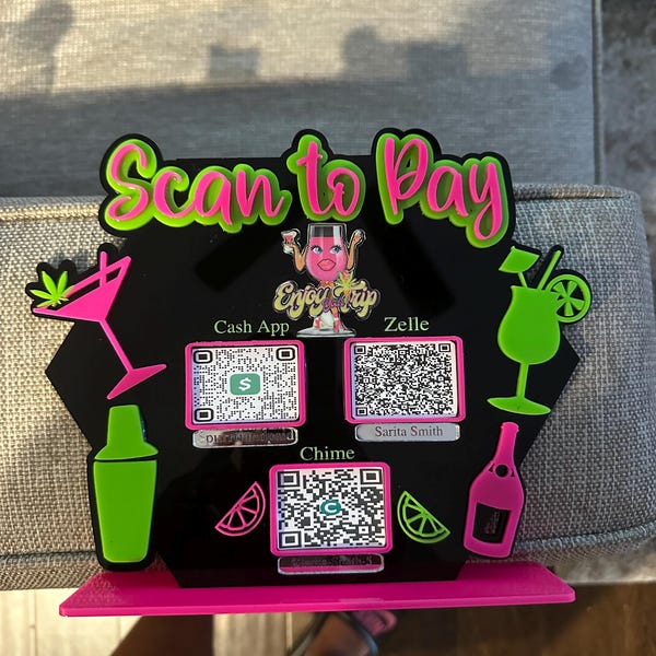 Bartender Sign | Mobile Bartender Sign | Bartender Scan to Pay Acrylic ...