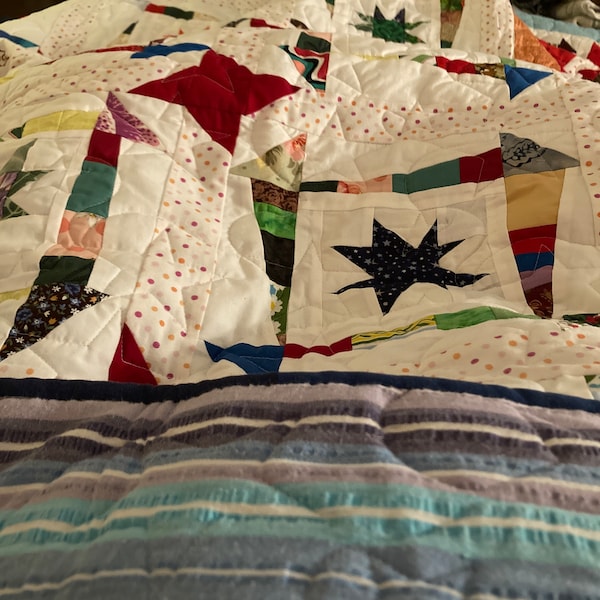 Handmade Rag Quilt With Pillow Case Single Bed Bedding Comforter Throw ...