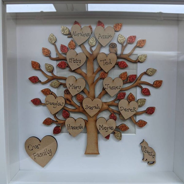 Large Family Tree Picture Box Frame Personalised up to 35 Names - Etsy
