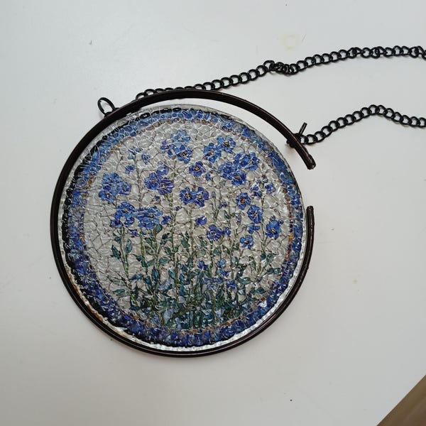 Forget-me-not Stained Glass Suncatcher: Floral Window Decor - Etsy