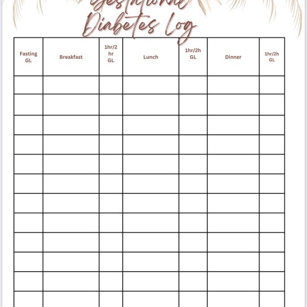 Gestational Diabetes Log-vertical - Etsy