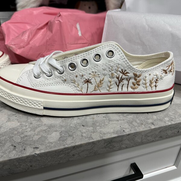 Embroidered Tree Christmas Converse Shoes, Candy, Snow Embroidery ...
