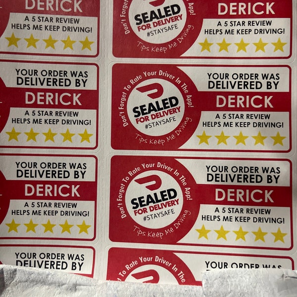 Personalized! Doordash Themed Delivery 4"x2" [ Sealed for Delivery ...