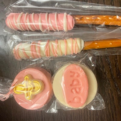 Little Cuties Orange Baby Shower Chocolate Treats, Oreos, Pops ...