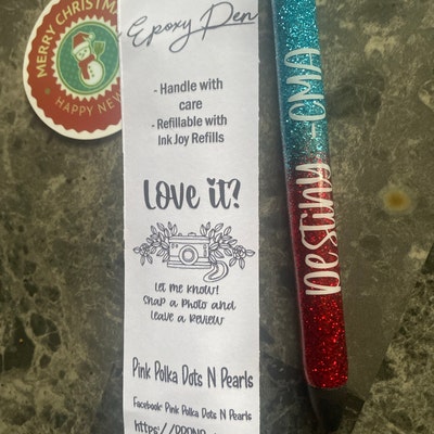 Personalized Epoxy Glitter Black Ink Pen: One Color Glitter Refillable ...