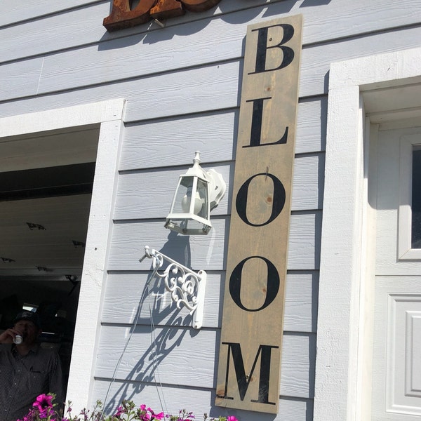BLOOM Wooden Rustic Porch Sign / Spring / Flowers / Outdoor / Welcome ...