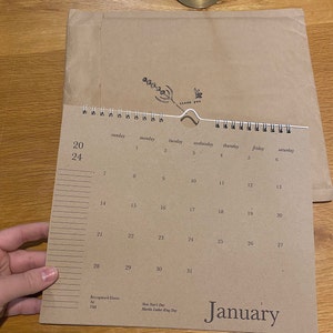 8.5in X 5.5in Natural Kraft Calendar / Small Wall Hanging 2024 Calendar ...