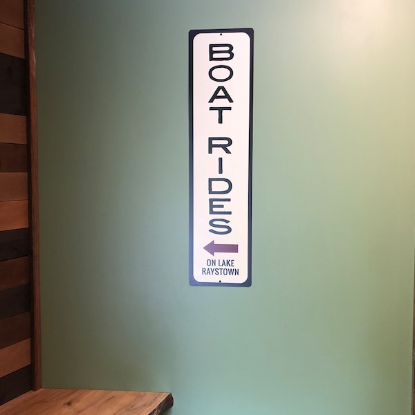 Boat Rides Sign, Personalized Vertical Lake Name Sign, Custom Arrow ...