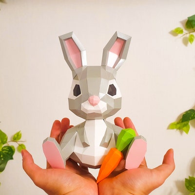 Bunny Papercraft 3D DIY Low Poly Paper Crafts Easter Rabbit Decor Model ...