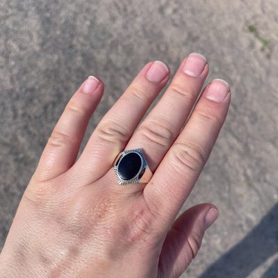 Men Onyx Rings/ Squircle Onyx Ring/ Black Onyx Signet/ Silver Onyx Men ...