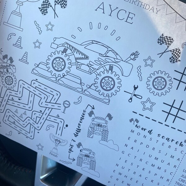 Monster Truck Activity and Coloring Pages, EDITABLE , Monster Truck ...