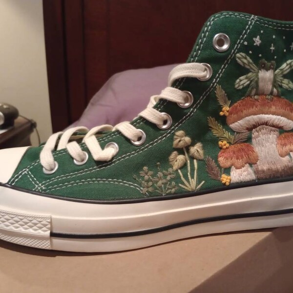 Custom Converse Chuck Taylor Blue Flower Embroidered Converse Shoes ...