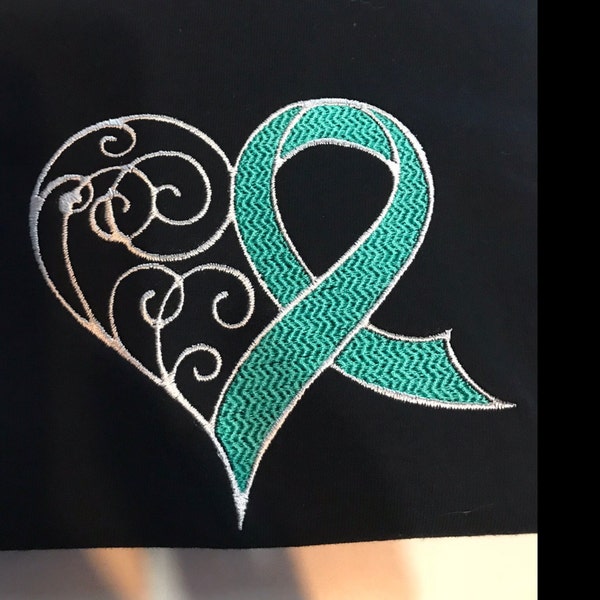 Breast Cancer Awareness Heart Ribbon Embroidery Design (digital ...