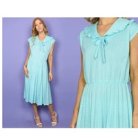 1990s CURTAIN CALL Vintage Dress XXS Cobalt Electric Blue Duo Chrome ...